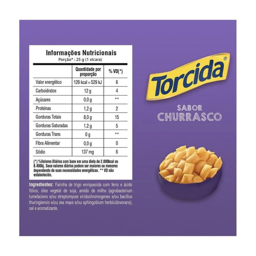 Torcida Churrasco Flavored Wheat Snack Salgadinho de Trigo, 60 g Bag ...